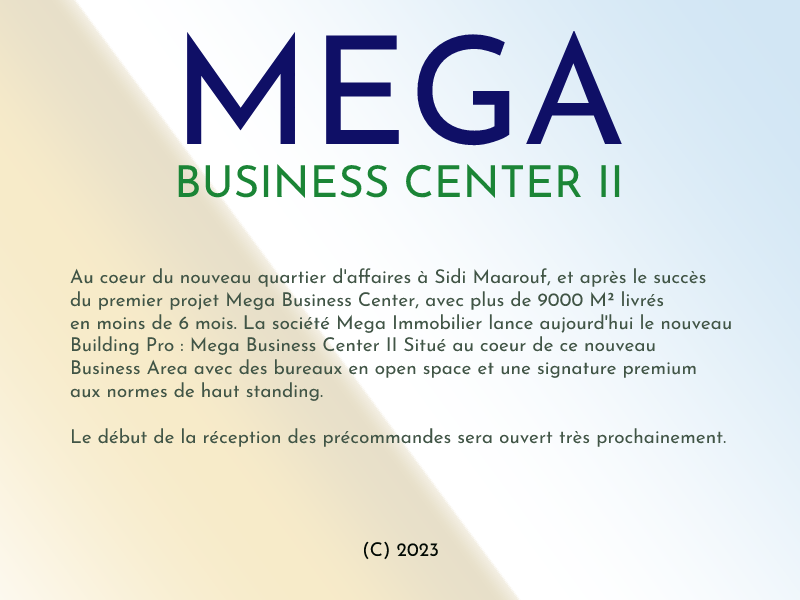 Mega Business Center : Nouveau immeuble pro Sidi Maarouf
